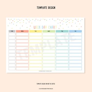 Editable Kids Week Day Planner, Kids Weekly Schedule Chart, Kids Weekly ...