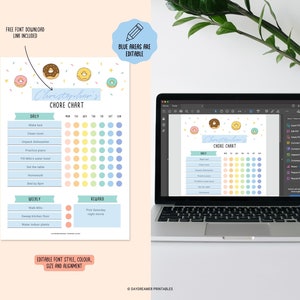 Printable Kids Chore Chart With Reward System, Editable Chore Chart for ...