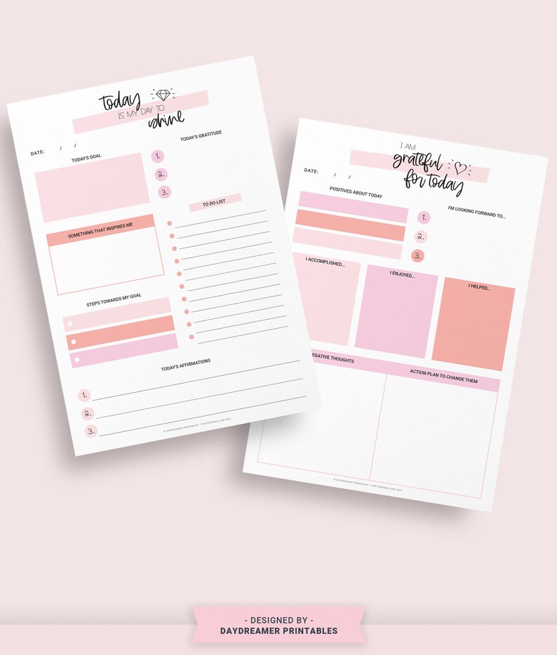 Gratitude Journal Printable, Goal Setting, Daily Gratitude Planner ...