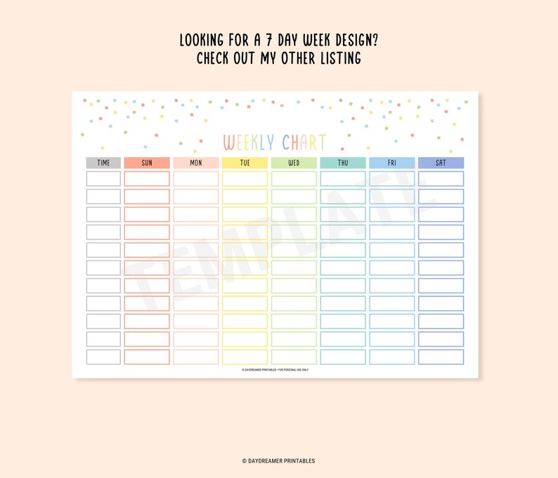 Editable Kids Week Day Planner, Kids Weekly Schedule Chart, Kids Weekly ...