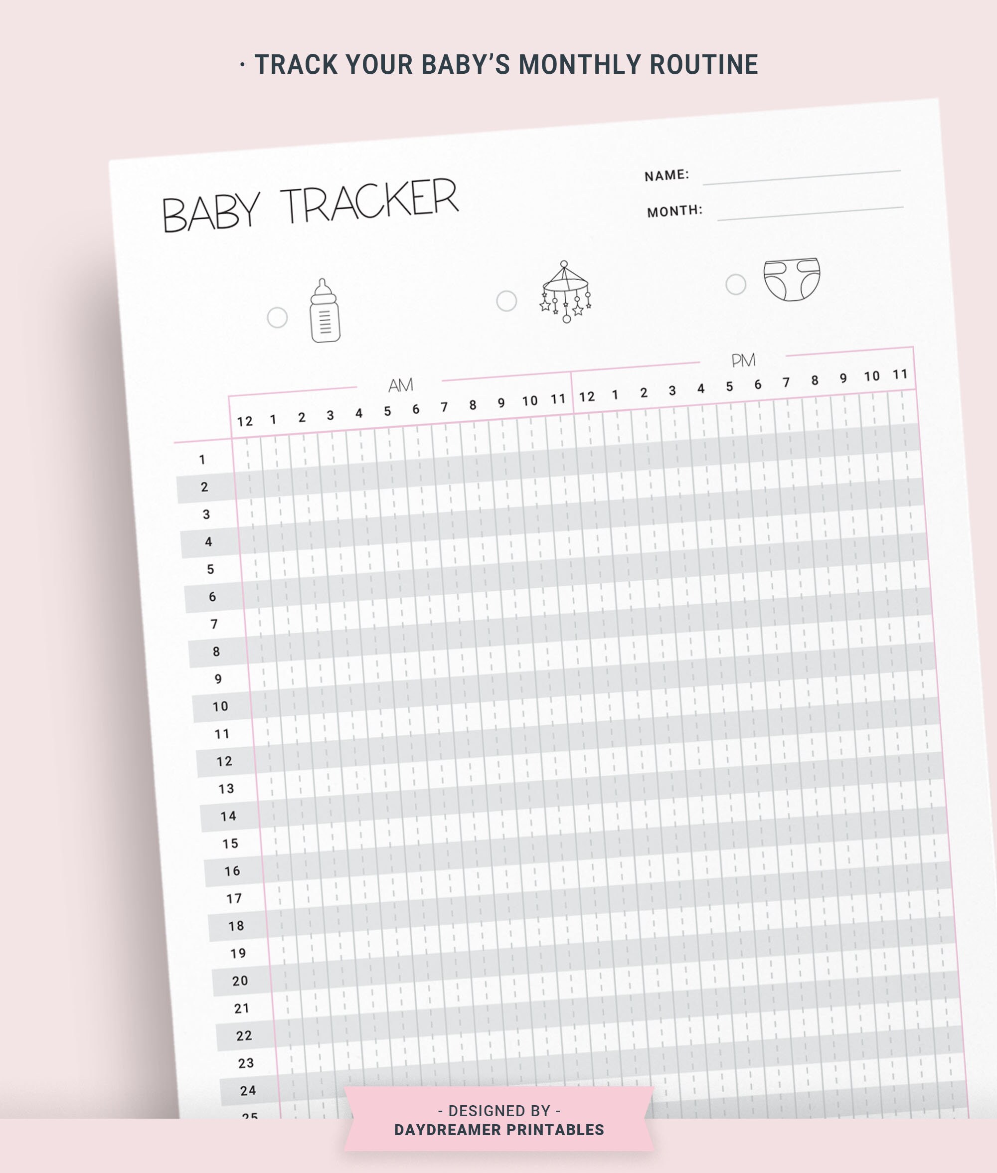 Printable Baby Care Log, Baby Tracker, Newborn Tracker, Nanny Log ...