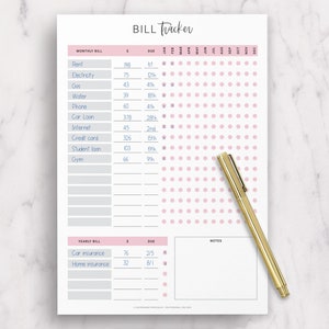 Bill Tracker, Payment Tracker, Monthly Bills, Budget Printable, Bills ...