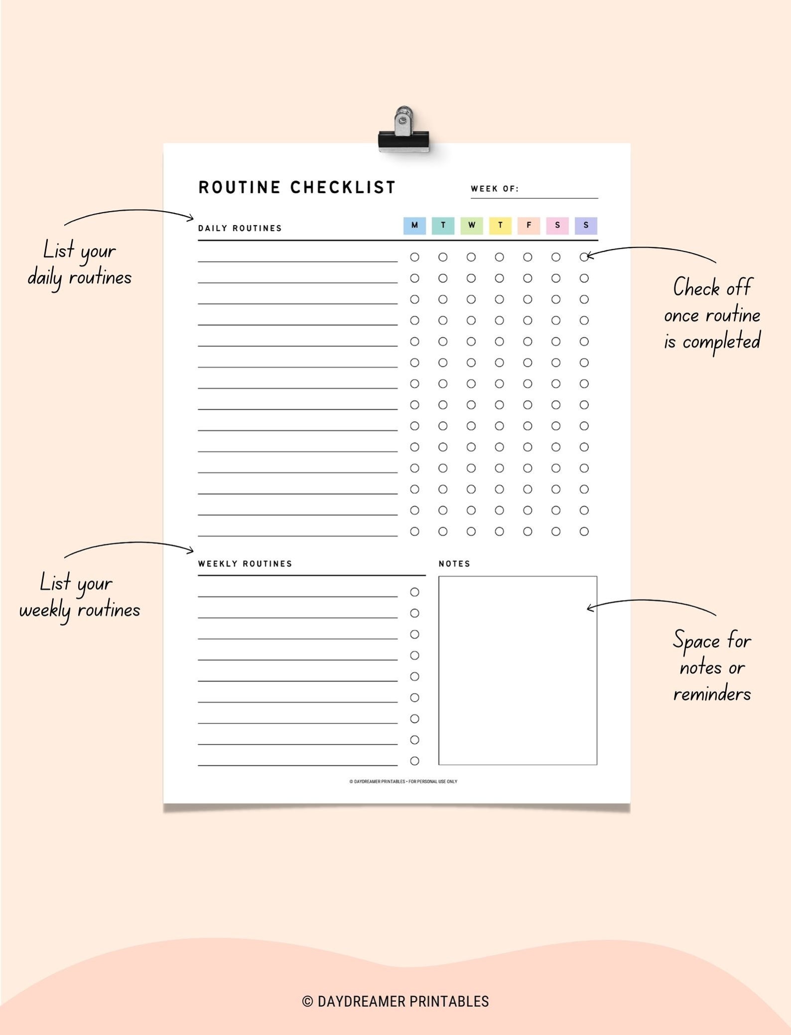 Printable Routine Checklist for Tracking Daily and Weekly Habits ...