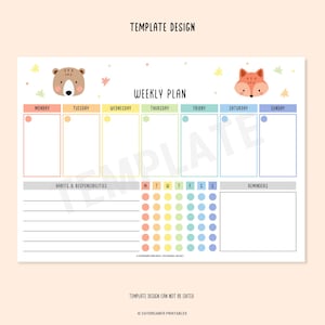 Kids Weekly Planner Printable, Childrens Activity Schedule Template ...
