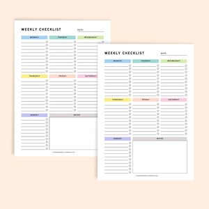 Weekly Checklist Printable, Weekly to Do List Planner, Weekly Calendar ...
