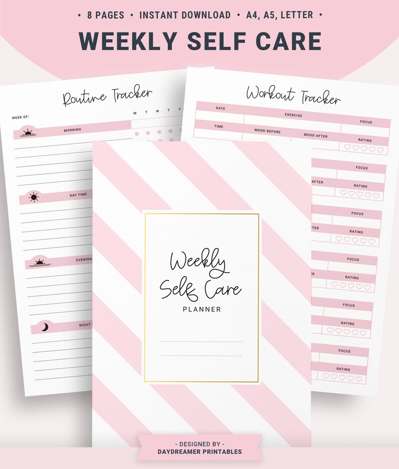 Self Care Planner Kit, Self Care Journal, Anxiety Relief Printable ...