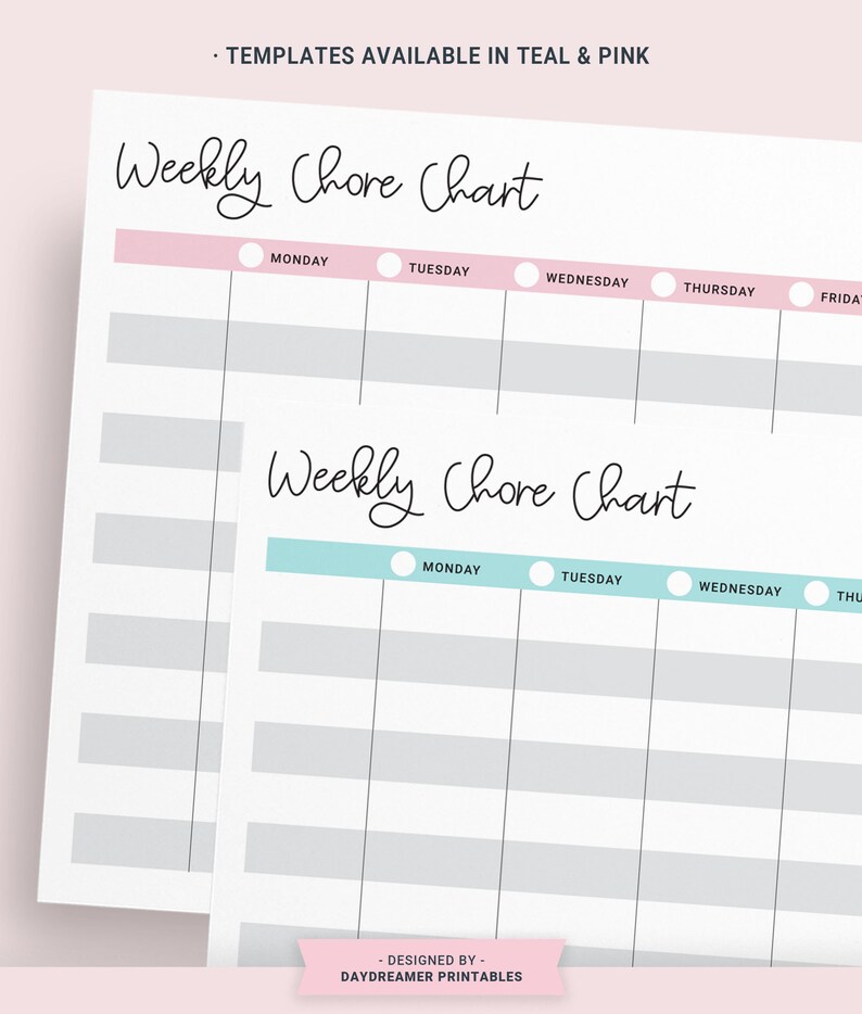 Printable Family Chore Chart, Cleaning Schedule, Weekly Responsibility ...