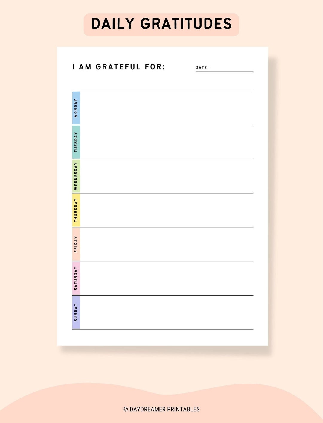 Daily Gratitude Journal Printable Template for Mental Health and ...