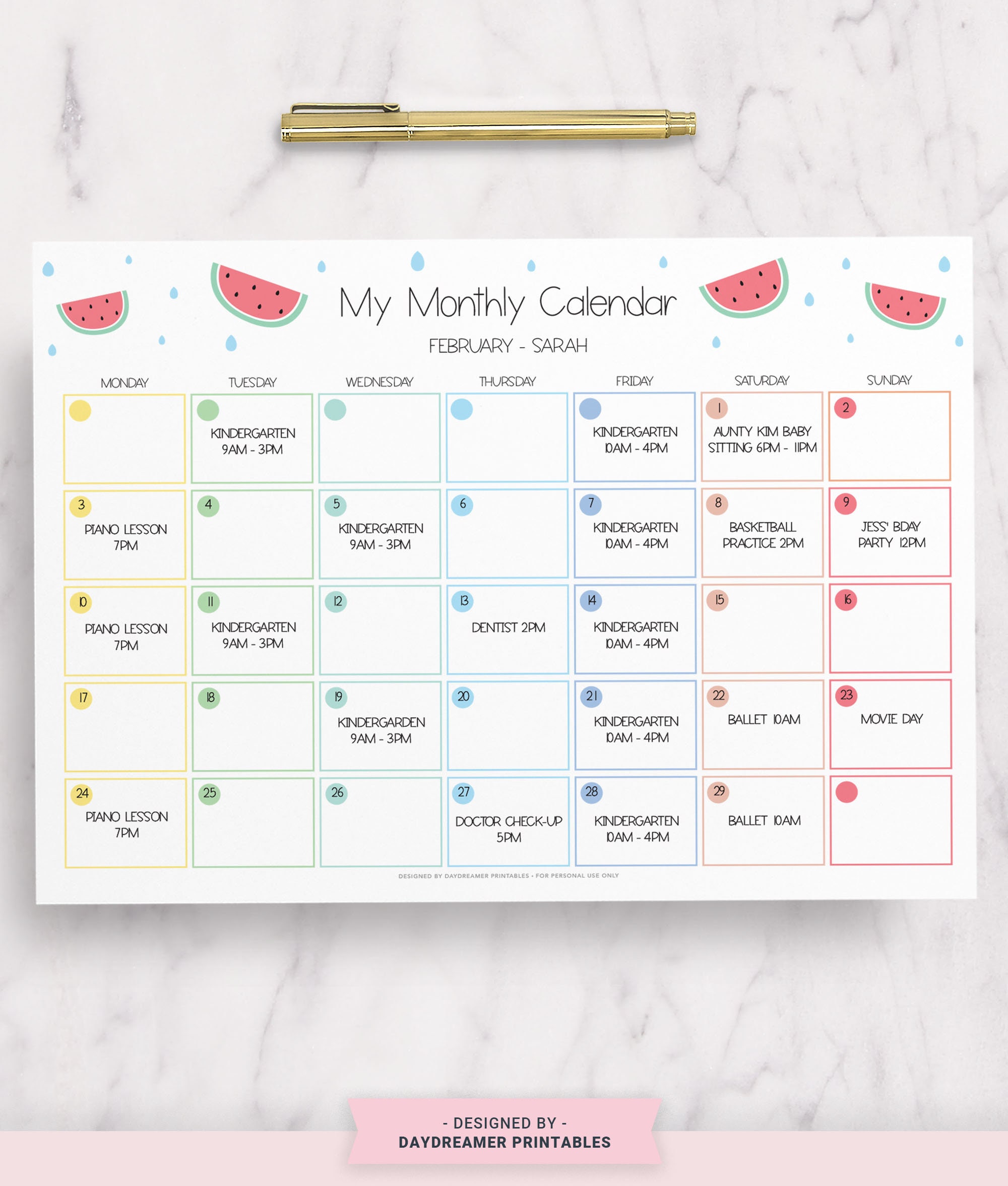 Editable Kids Calendar Printable Toddler Monthly Chart Kids | Etsy