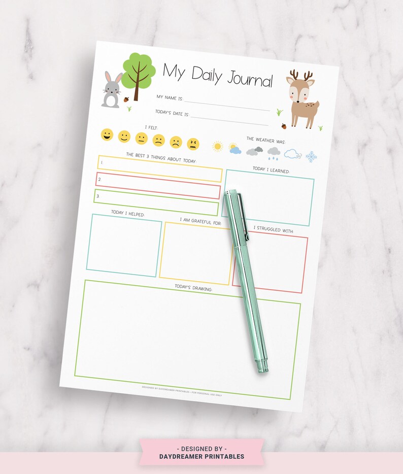 Kids Daily Journal Printable Journal for Kids Diary for | Etsy Australia