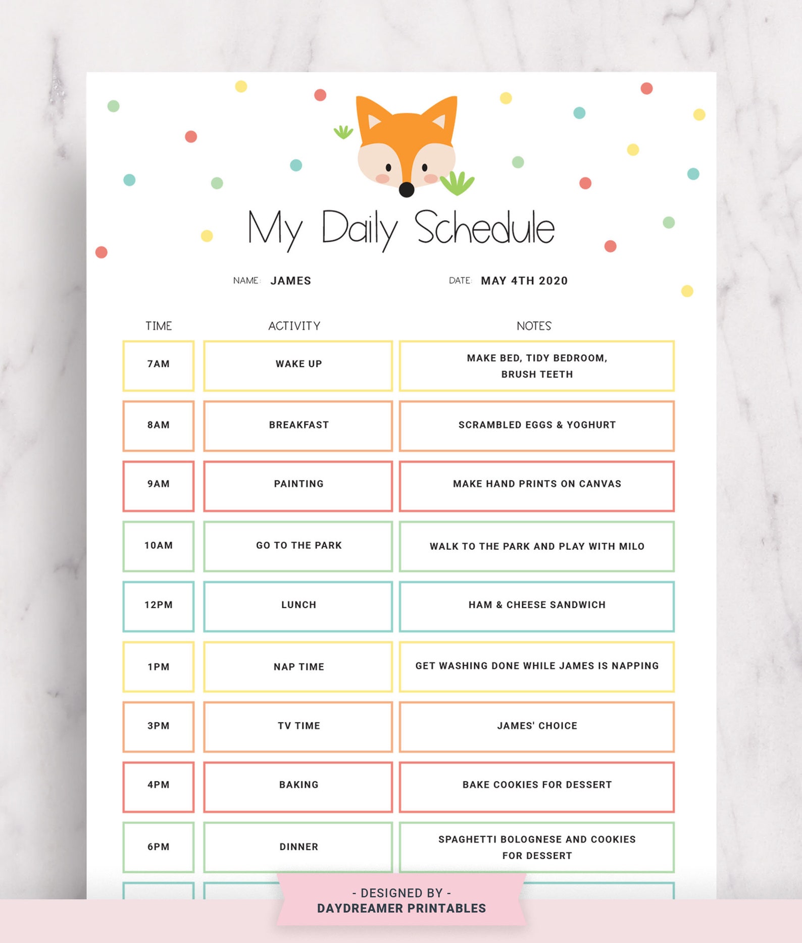 Editable Kids Daily Planner Kids Schedule Printable Schedule | Etsy ...