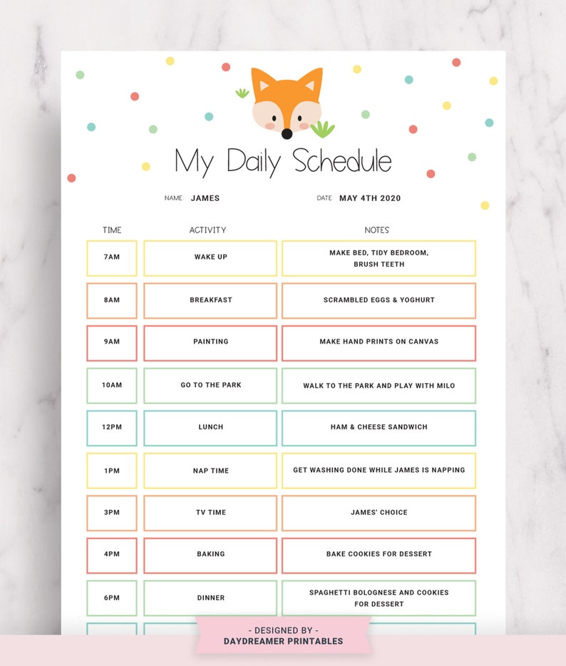 Editable Kids Daily Planner Kids Schedule Printable Schedule - Etsy ...