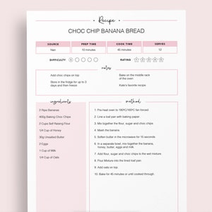 Editable Recipe Template, Printable Recipe Sheet, Recipe Book ...
