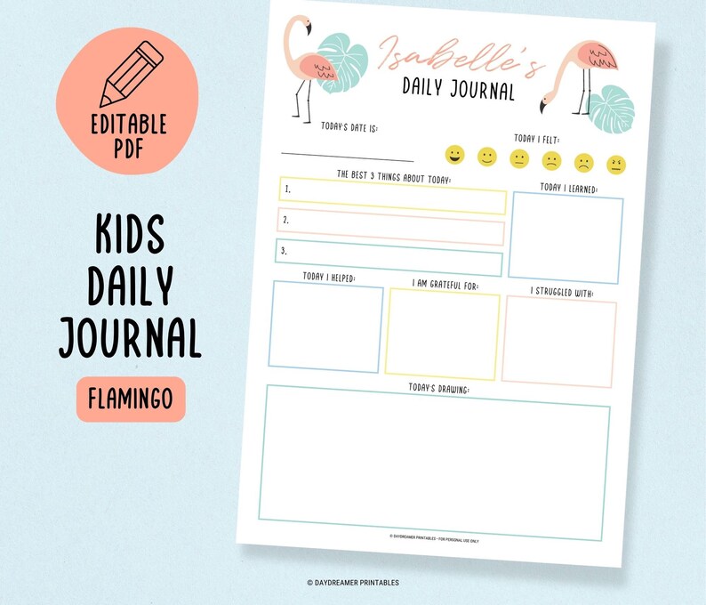 Kids Daily Journal Printable Journal for Kids Diary for - Etsy
