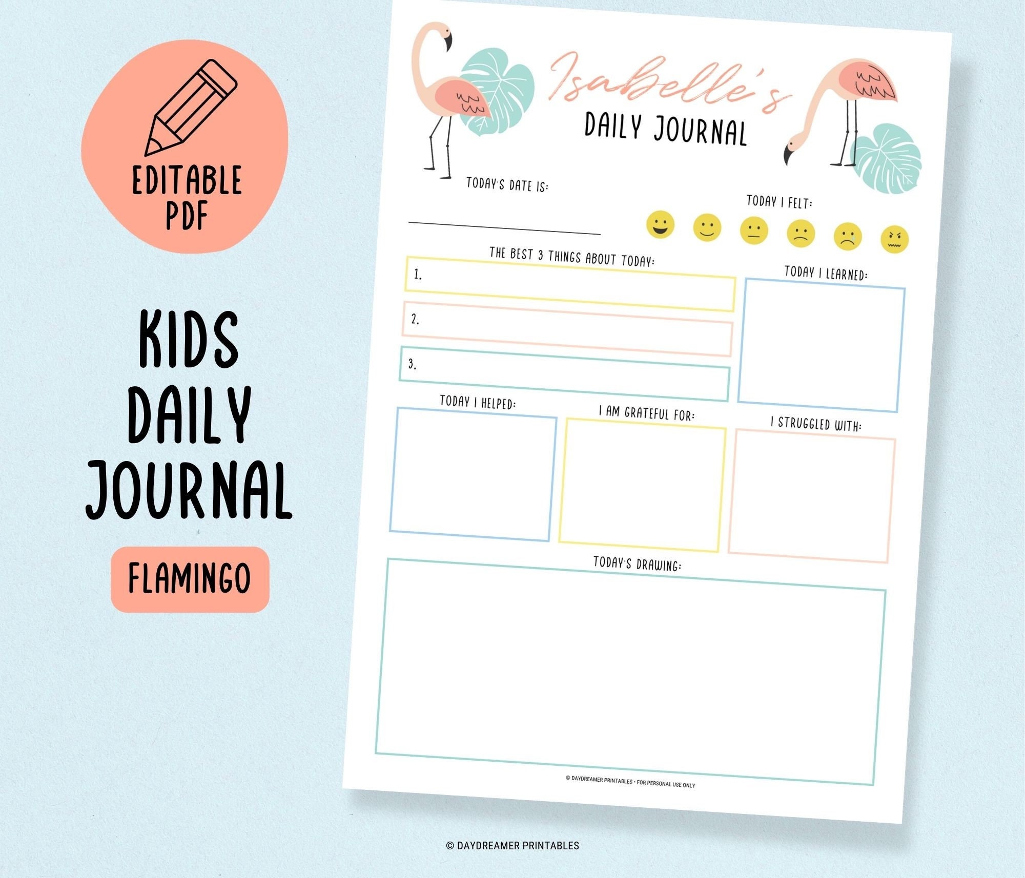 Kids Daily Journal Printable Journal for Kids Diary for - Etsy