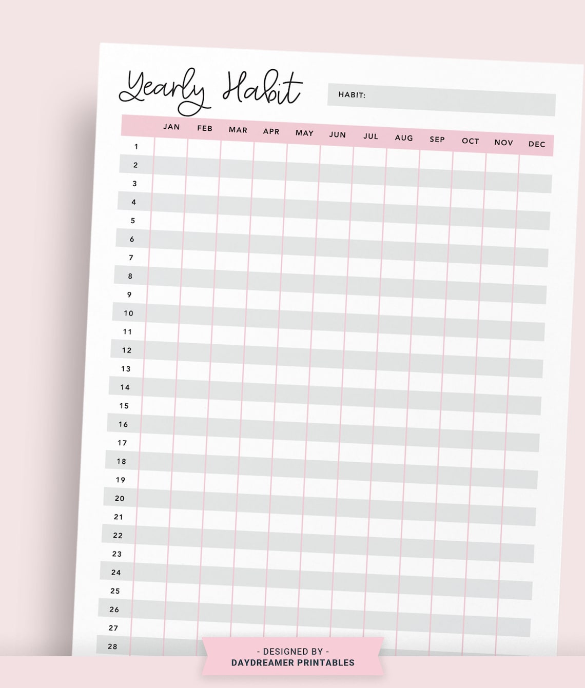 Habit Tracker Printable, Daily Habits Chart, Daily Monthly Yearly ...