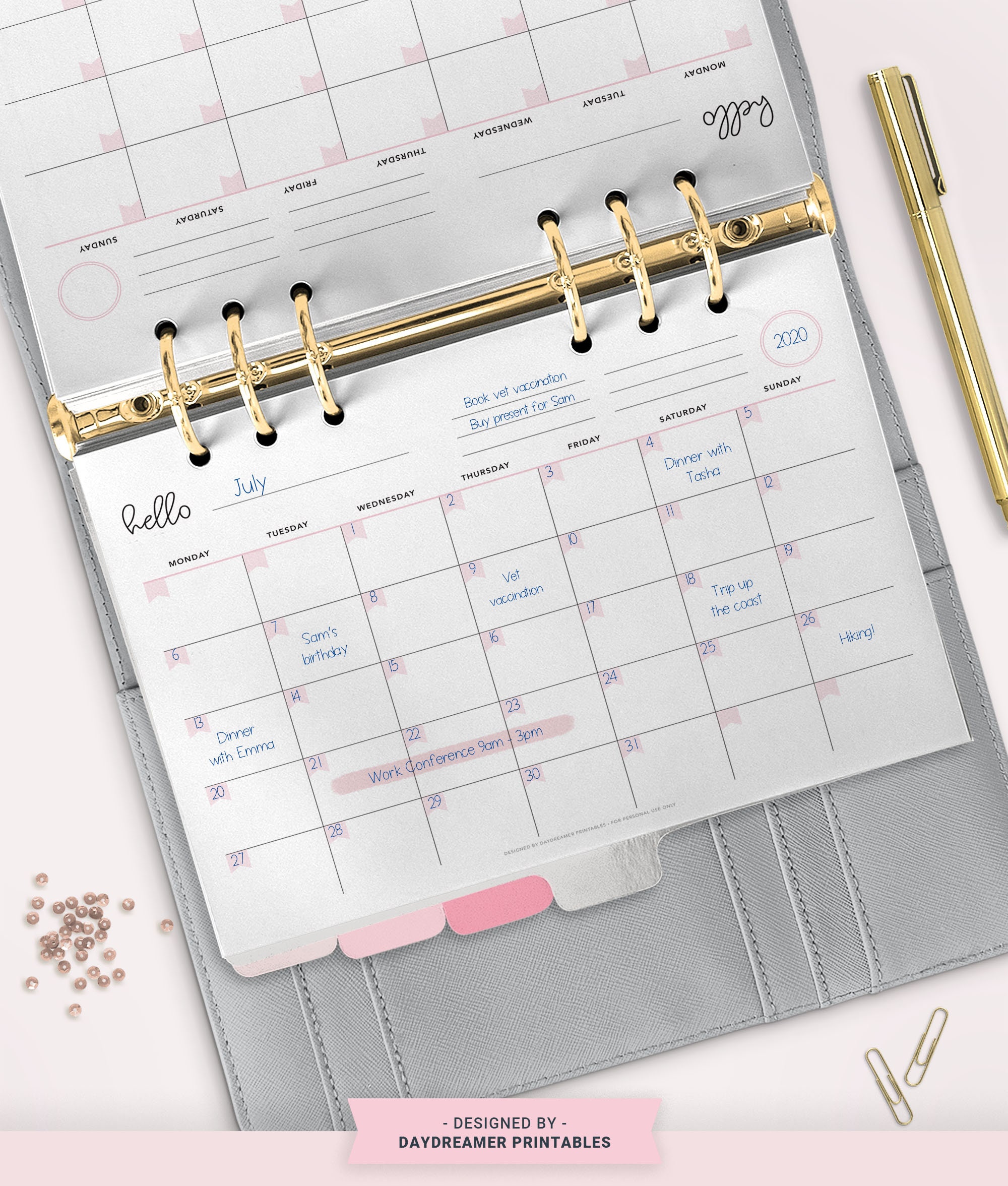 Printable Calendar, Undated Desk Calendar, Wall Calendar Printable ...
