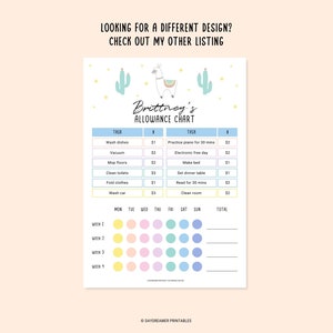 Kids Allowance Chart Printable, Editable Kids Chores, Allowance Tracker ...