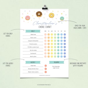 Printable Kids Chore Chart With Reward System, Editable Chore Chart for ...