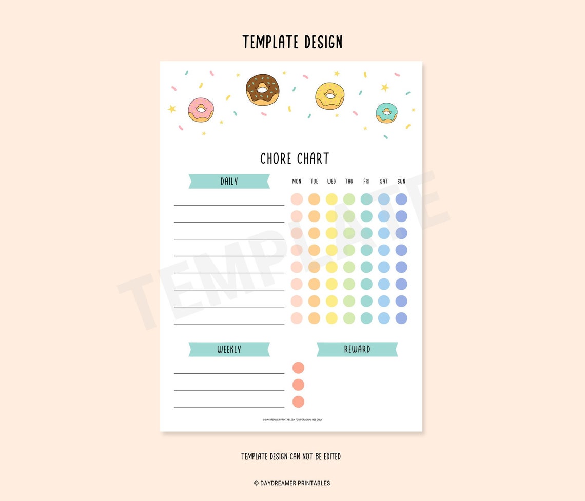 Printable Kids Chore Chart With Reward System, Editable Chore Chart for ...