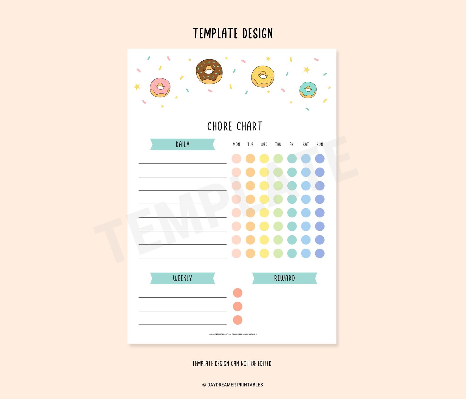 Printable Kids Chore Chart With Reward System, Editable Chore Chart for ...