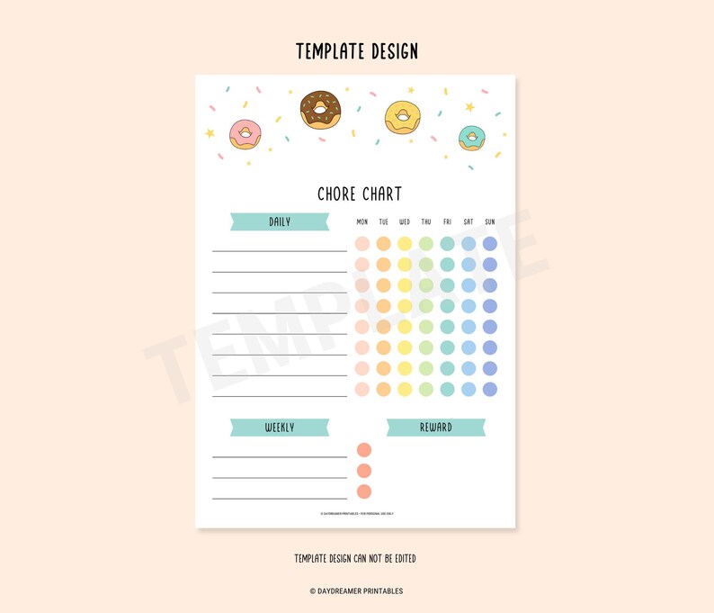 Printable Kids Chore Chart With Reward System, Editable Chore Chart for ...