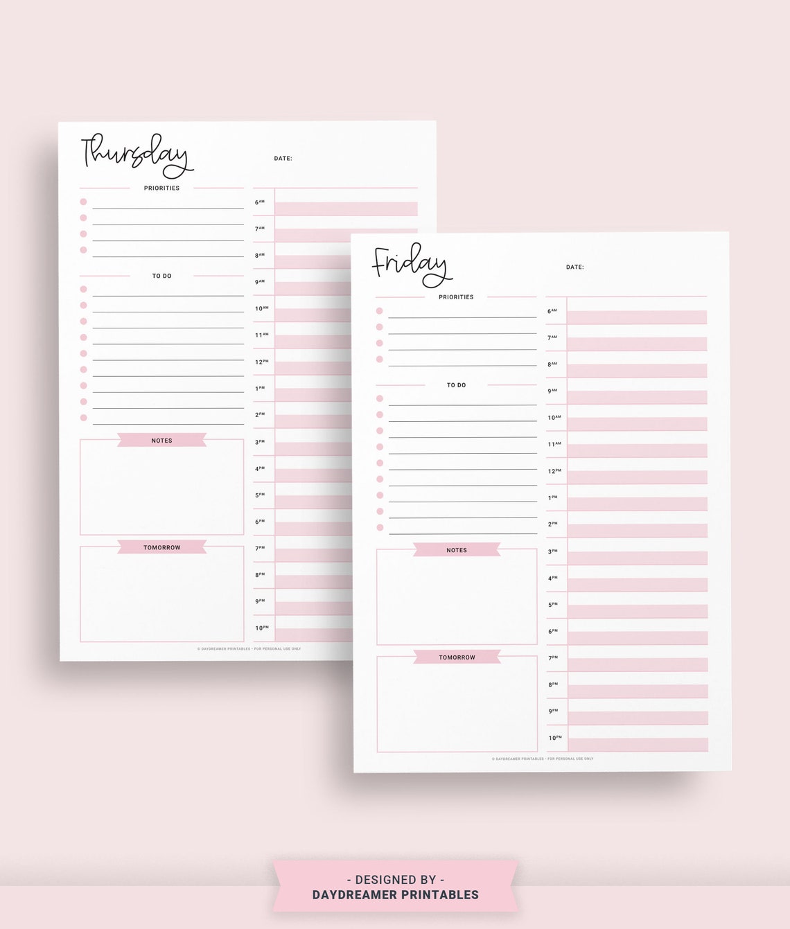 Daily Planner Printable, Undated Desk Planner, Buisness Planner, Work ...