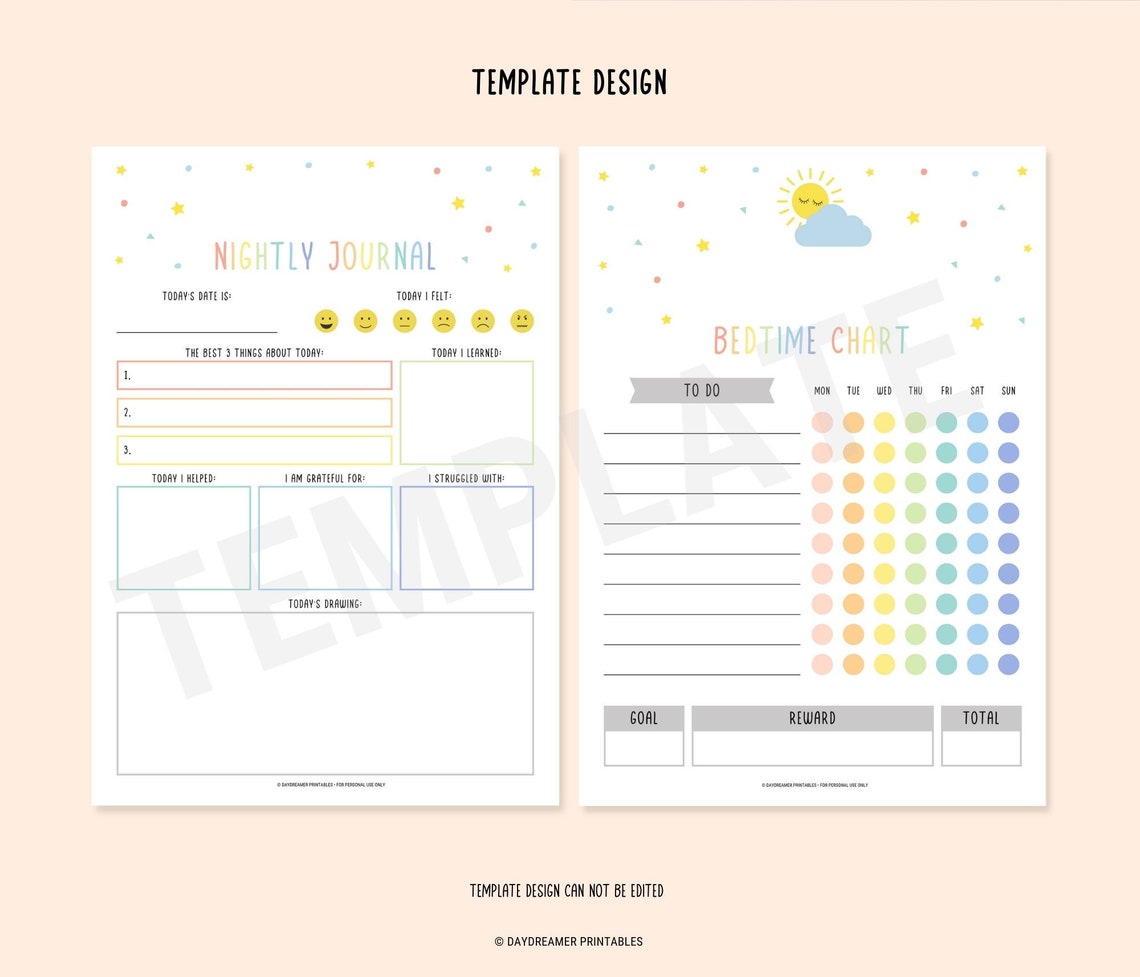 Kids Bedtime Routine Printable | Ready for Bed Checklist and Gratitude ...