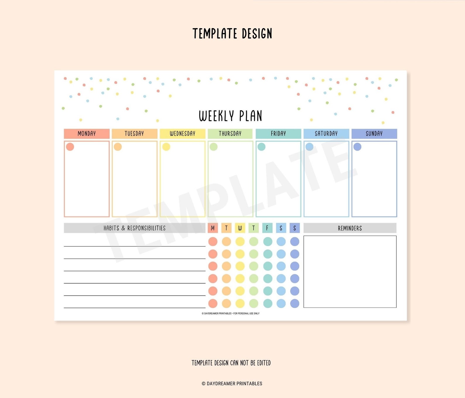 Editable Weekly Planner for Kids With Daily Calendar and ...