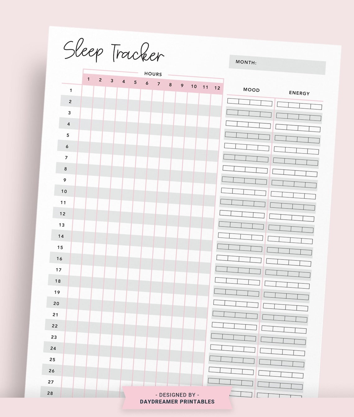 Sleep Tracker Printable, Sleeping Log, Sleep Journal, Self Care Chart ...