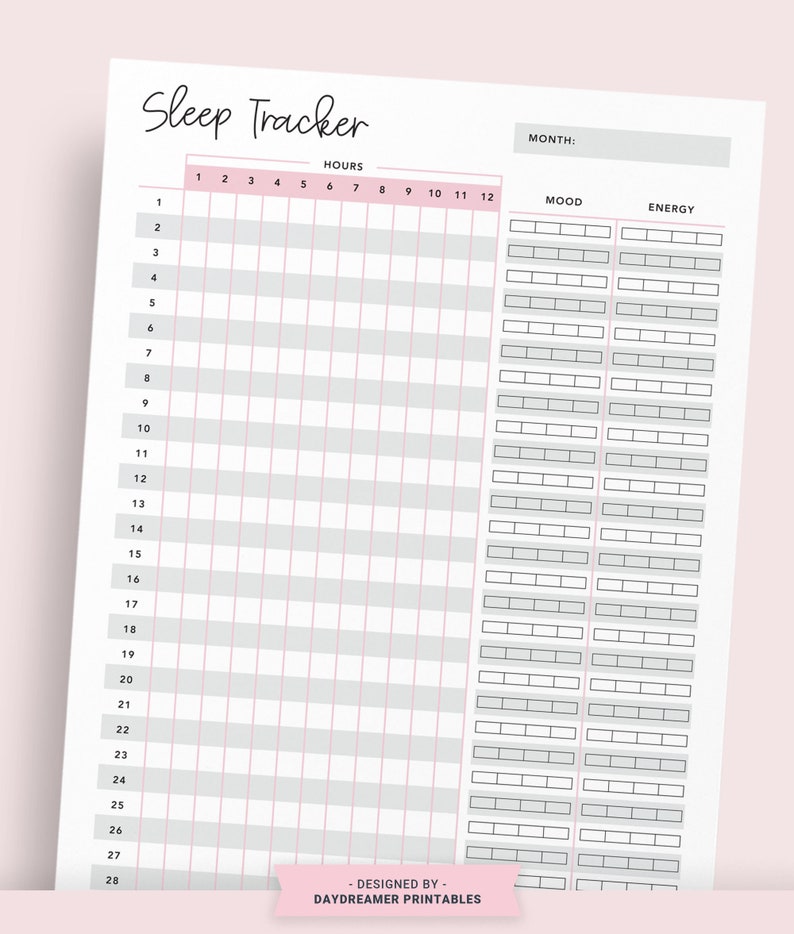 Sleep Tracker Printable, Sleeping Log, Sleep Journal, Self Care Chart ...