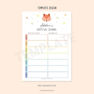 Kids Daily Gratitude Journal Printable, Kids Reflection Template ...