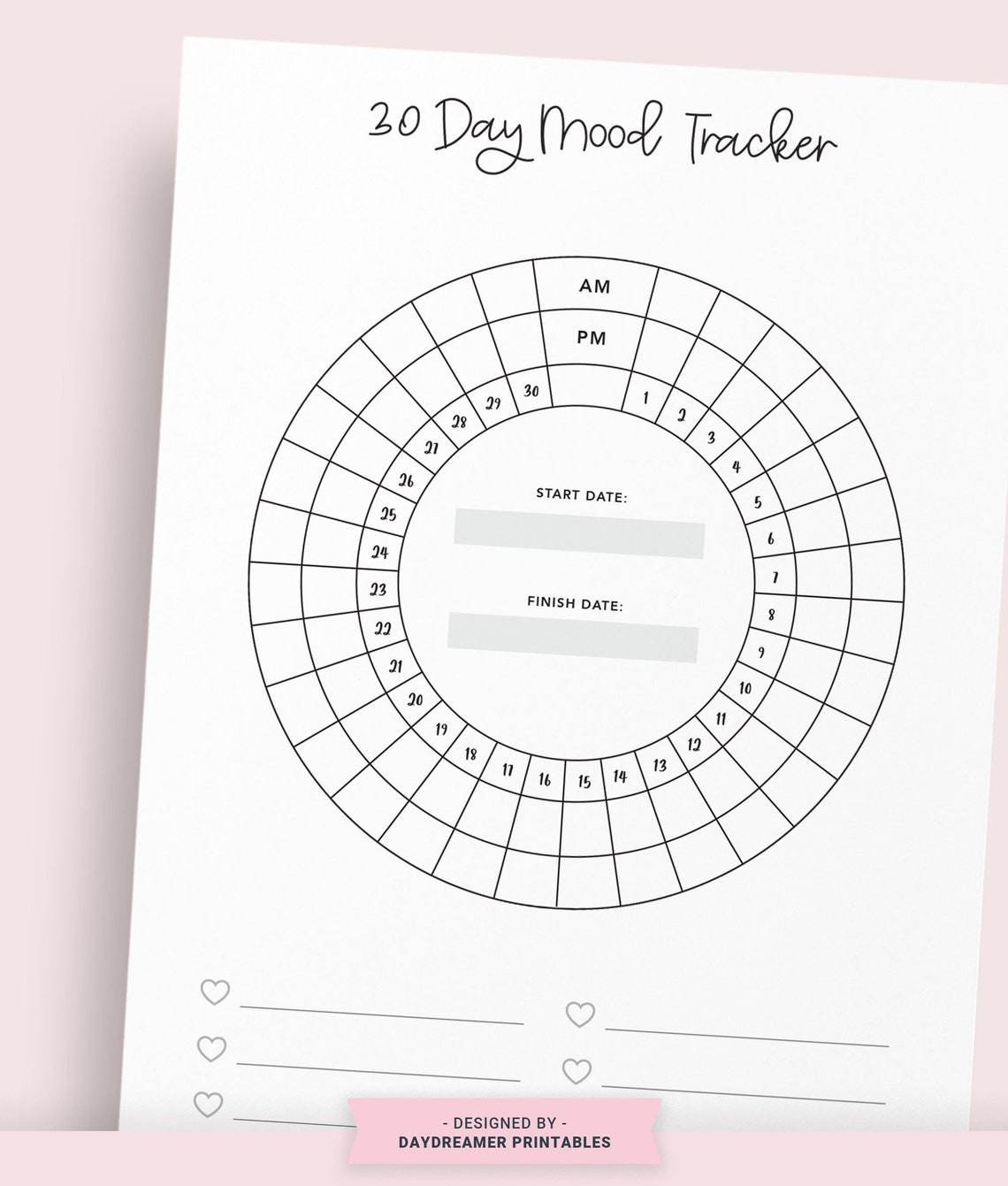 Mood Tracker Printable, Monthly Mood Chart, Mood Planner, Yearly Moods ...