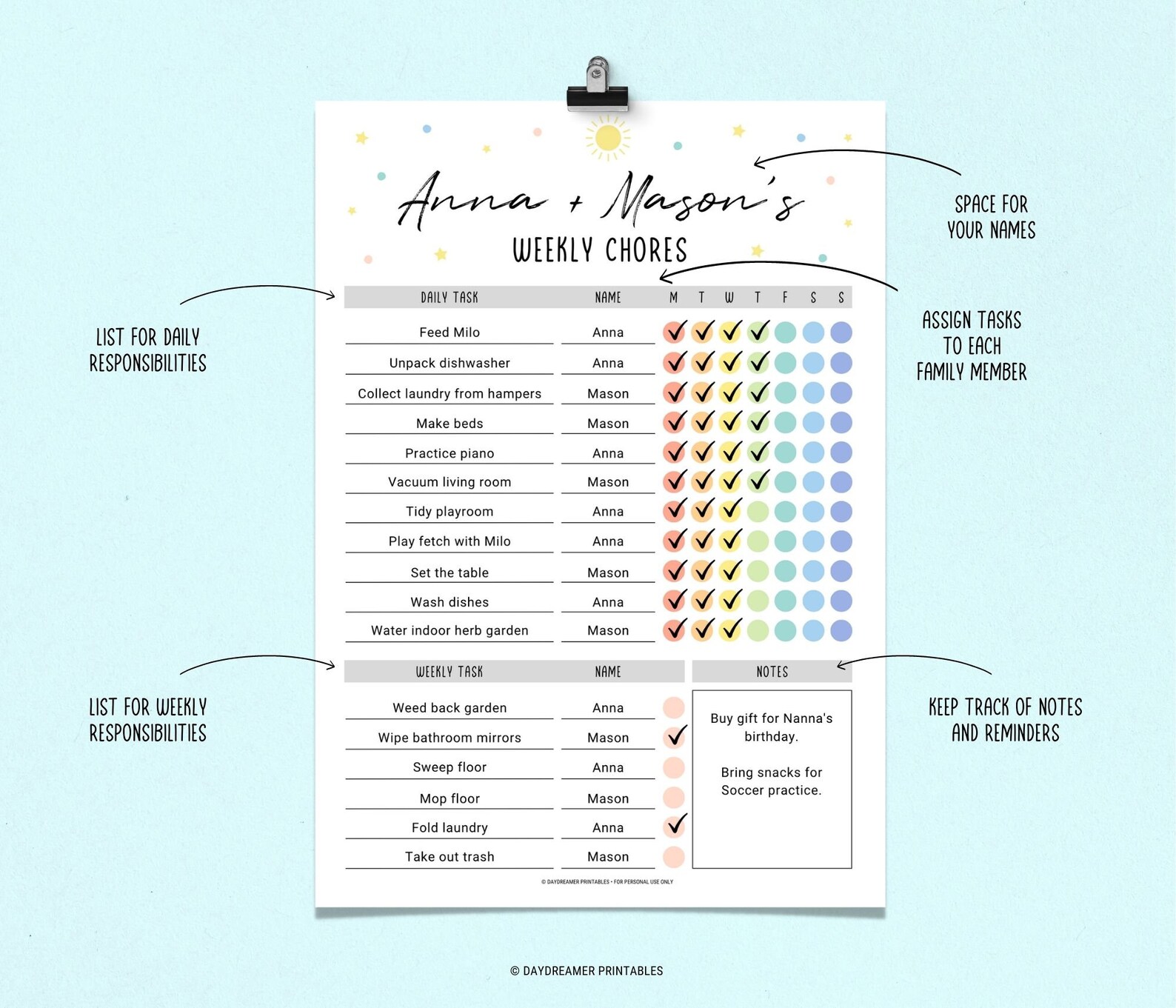 Editable Kids Chore Chart With Reward | Printable Family Chore Chart ...