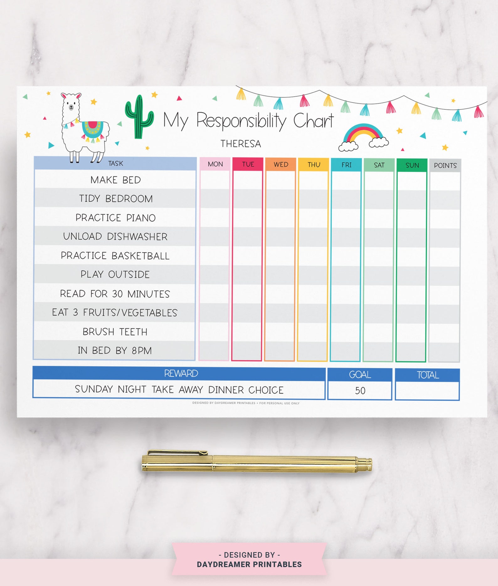 Kids Responsibility Chart Printable Responsibility Chart for | Etsy