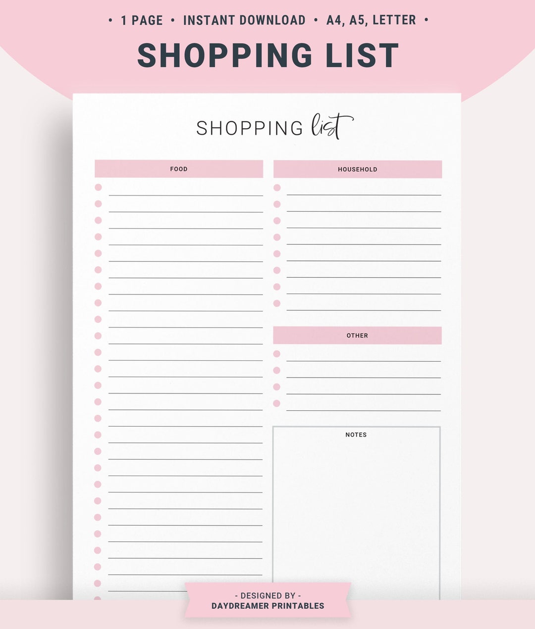 Printable Grocery List Template, Shopping List Printable, Grocery ...
