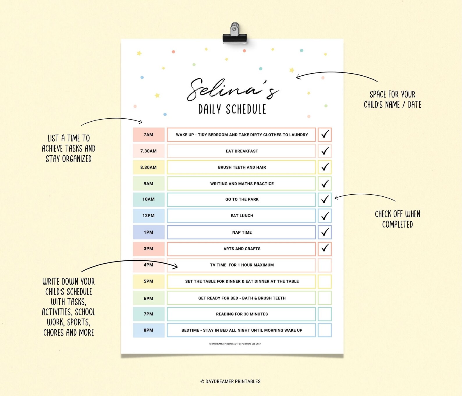 Kids Daily Routine Checklist Printable | Kids Daily Chores List ...
