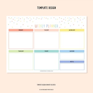 Editable Kids Weekly Calendar Template Printable Kids Weekly - Etsy ...
