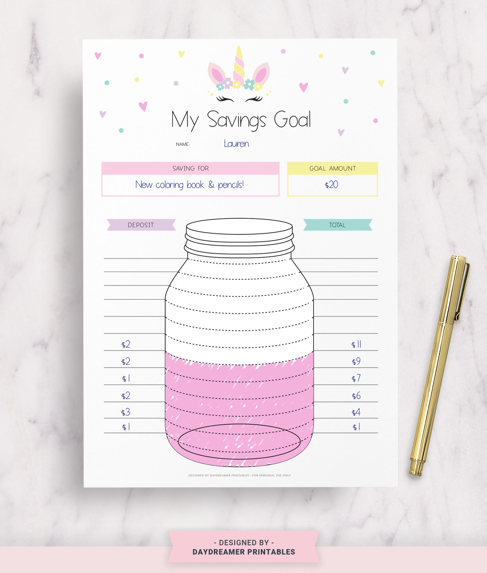 Kids Savings Tracker Savings Jar Printable Kids Savings Goal | Etsy ...