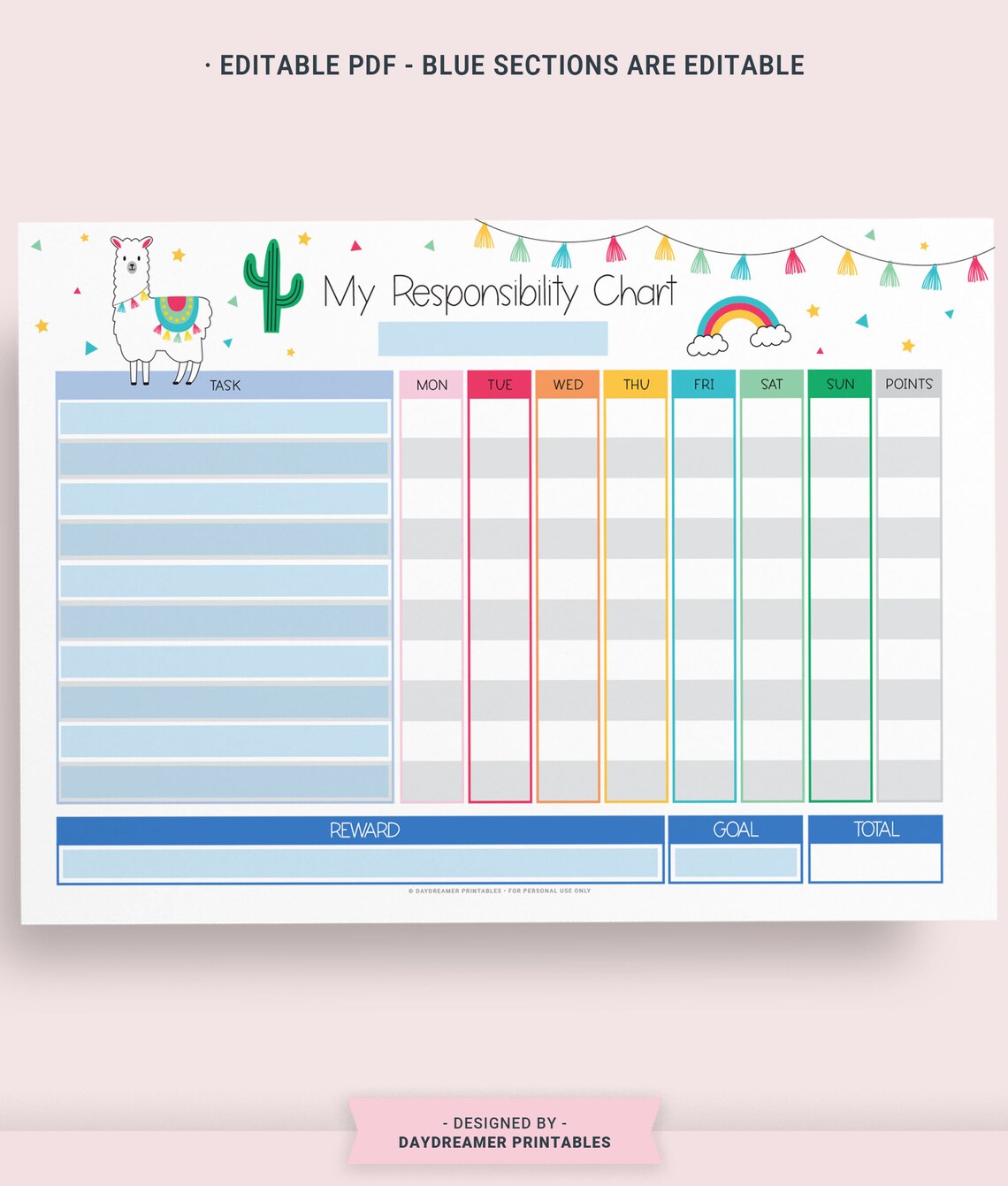 Kids Responsibility Chart Printable Responsibility Chart for | Etsy