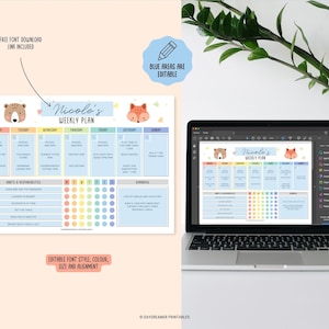Kids Weekly Planner Printable, Childrens Activity Schedule Template ...