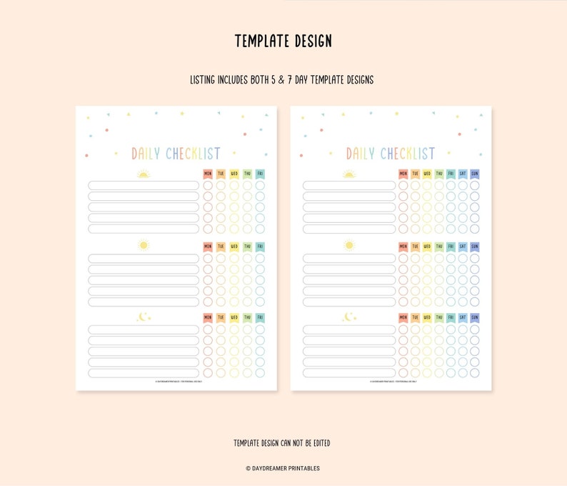 Editable Daily Routine Checklist for Kids Printable Kids - Etsy Australia