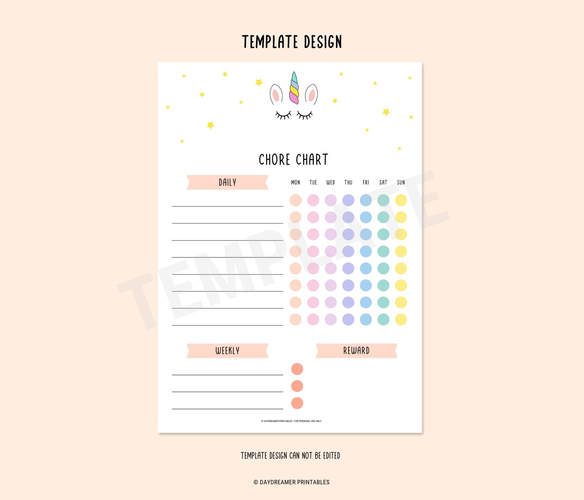 Editable Kids Chore Chart Printable Chore Chart for Kids - Etsy