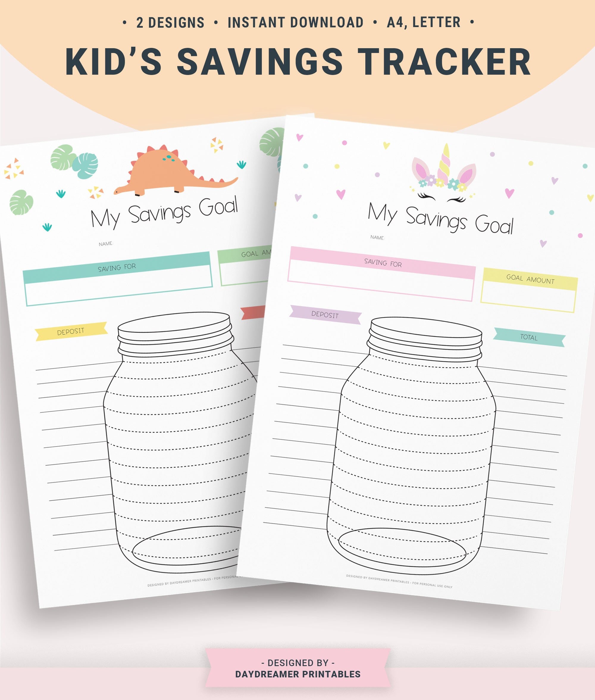 Kids Savings Tracker Savings Jar Printable Kids Savings Goal | Etsy ...
