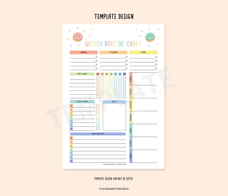 Editable Kids Routine Chore Chart Printable, Daily Planner for Kids ...