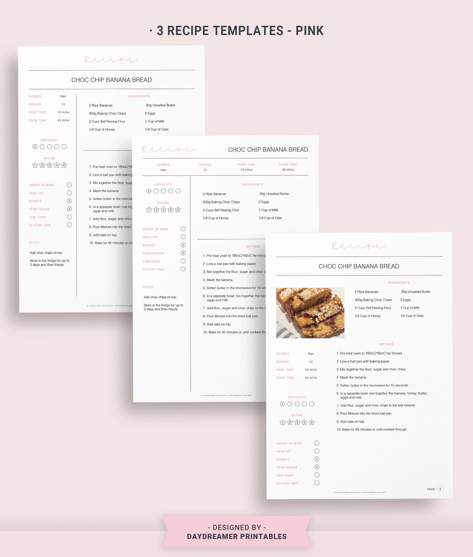Recipe Book Template Printable, Editable Recipe Planner, Family ...