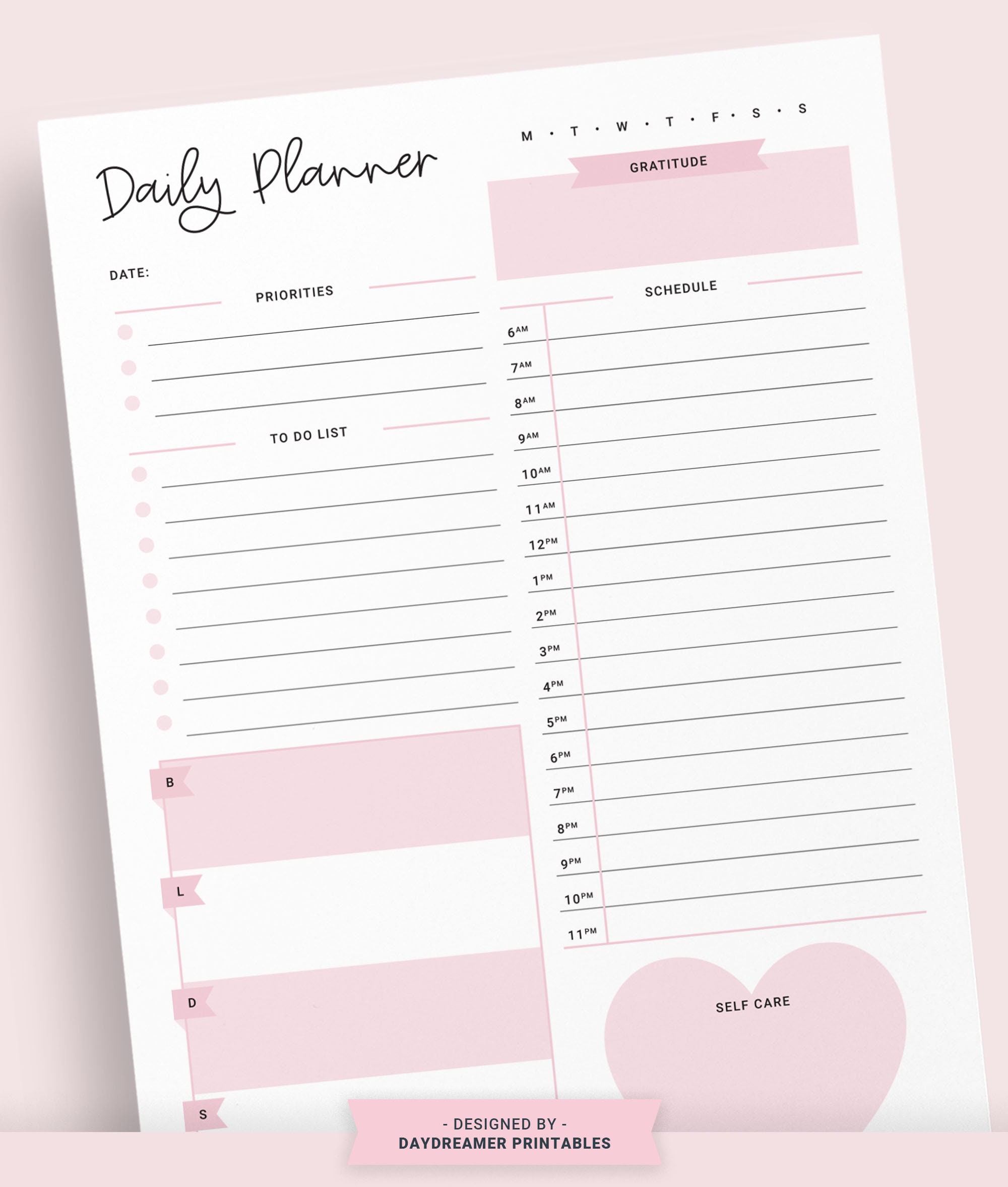 Daily Planner Printable to Do List, Undated Daily Journal, Daily ...