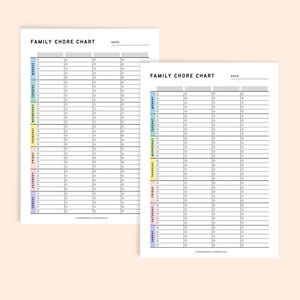 Weekly Family Chore Chart Printable, Daily Household Chores List for 3 ...