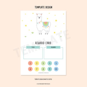 Kids Reward Card, Editable Reward Chart for Kids, Responsibility Chart ...