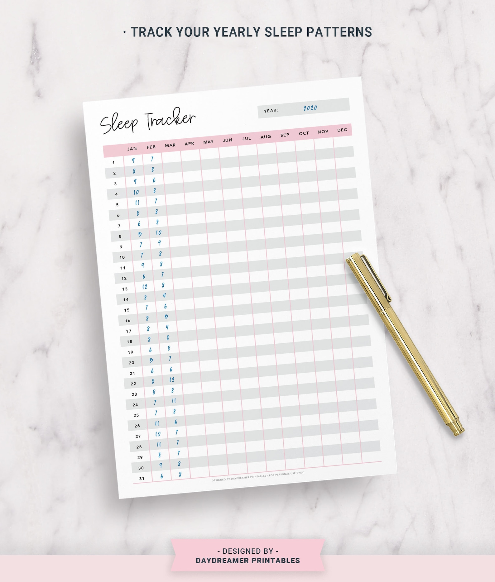 Sleep Tracker Printable, Sleeping Log, Sleep Journal, Self Care Chart ...